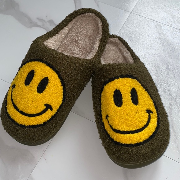 Shoes | Smiley Face Slippers Green And Yellow | Poshmark